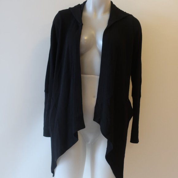 Splendid | Sweaters | Womens Splendid Black Hooded Waffle Knit Open ...